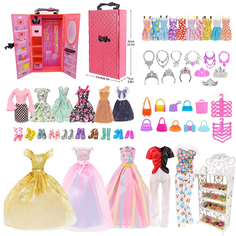 73pcs-Set-Doll-Accessories-Playsets-Include-Wardrobe-Shoes-Rack-Evening ...
