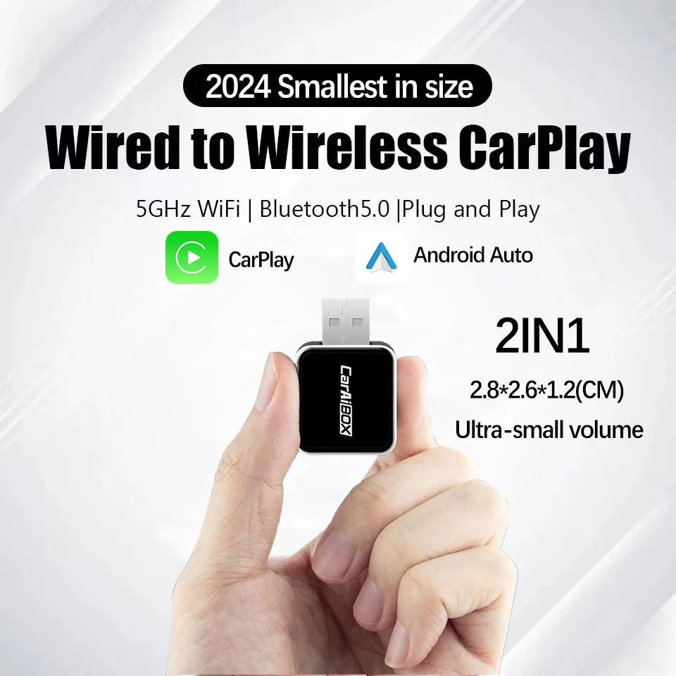 New-Wireless-Android-Auto-CarPlay-Smallest-Size-Adapter-2in1-AI-Box-Car ...