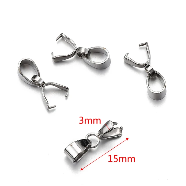 20pcs Stainless Steel Charms Pendant Clip Clasps Pinch Bail Clip for ...