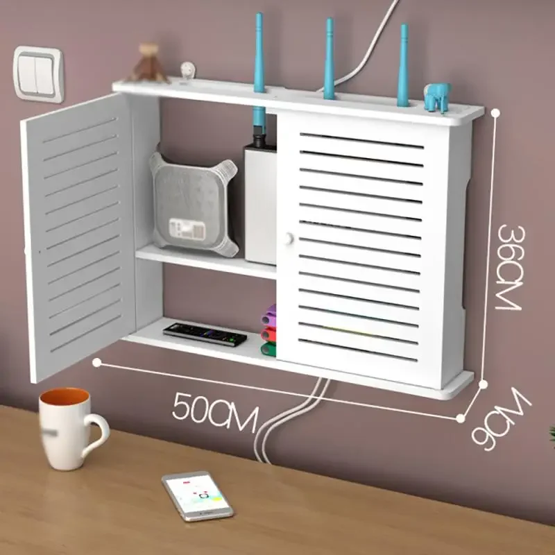 Large-Wireless-Wifi-Router-Shelf-Storage-Boxes-Punch-free-Cable-Power ...