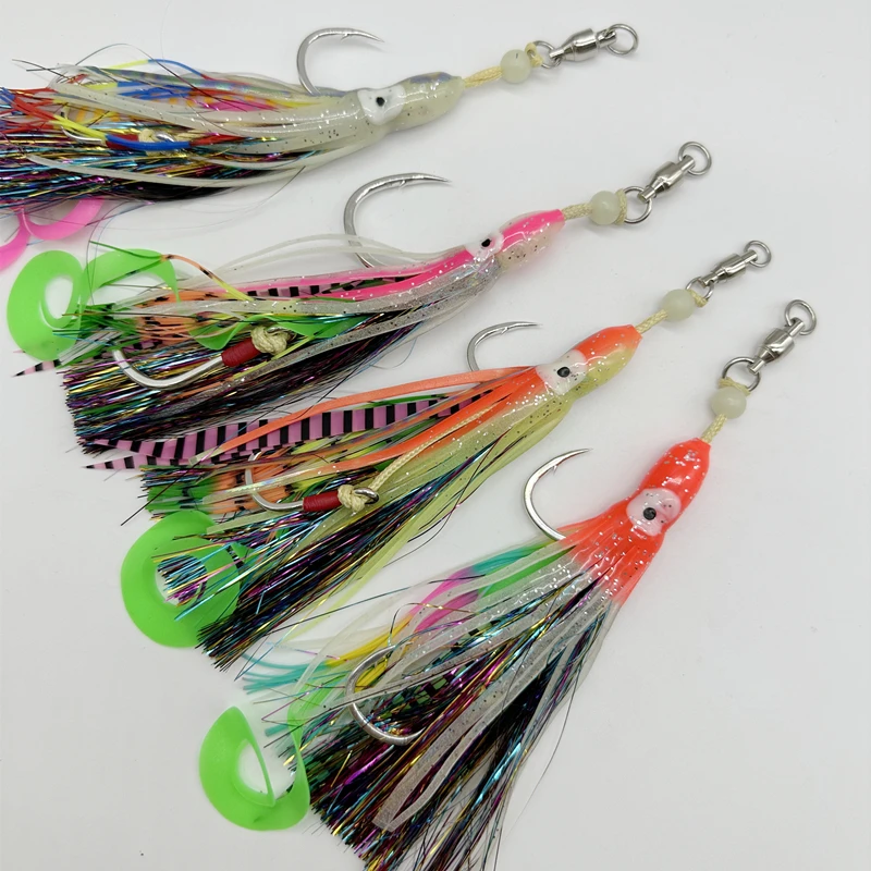 Kevlar-soft-fishing-lure-Assist-hook-Tinsel-line-Luminous-Octopus ...