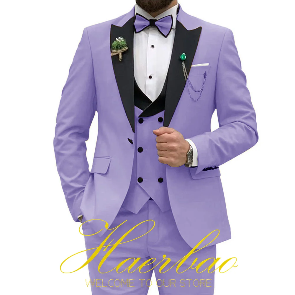 Traje-de-boda-de-Color-violeta-para-hombre-conjunto-de-3-piezas ...