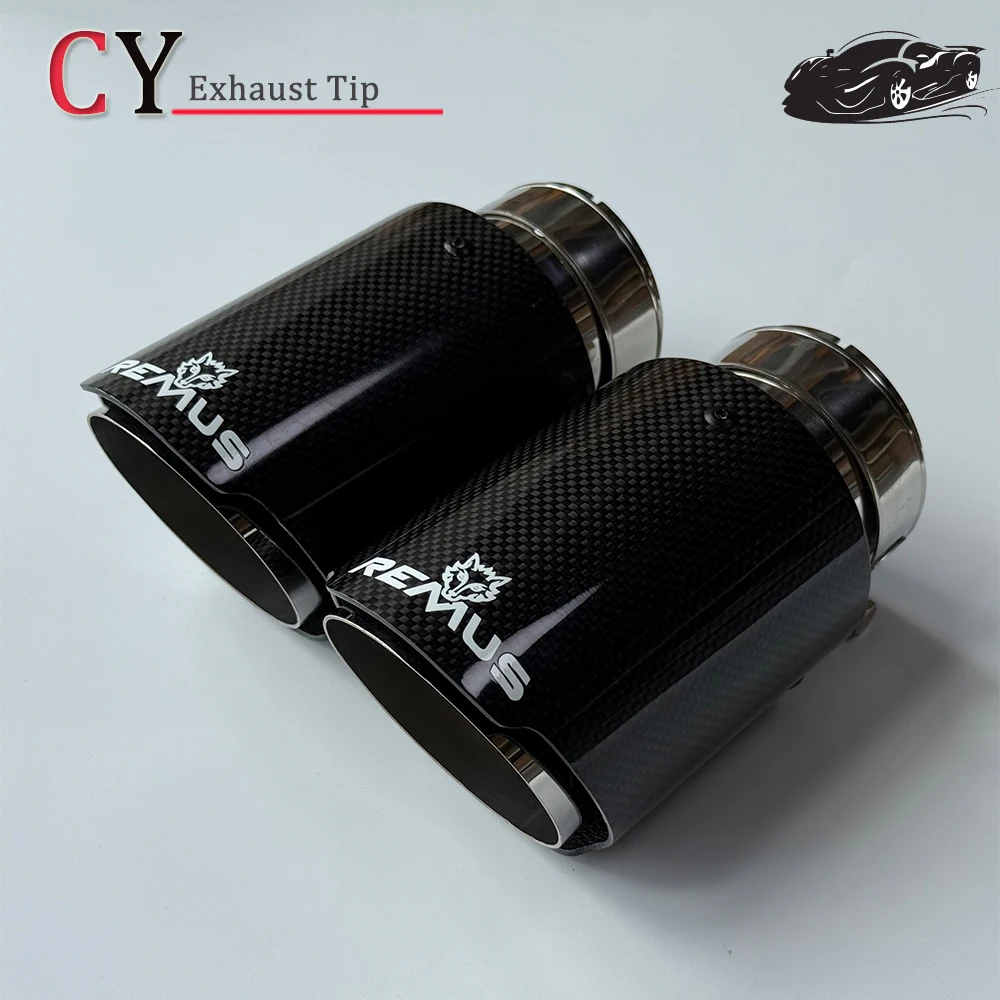 1 Piece Car Exhaust Tail Pipe Glossy Carbon Fiber Muffler Tip Tail End ...