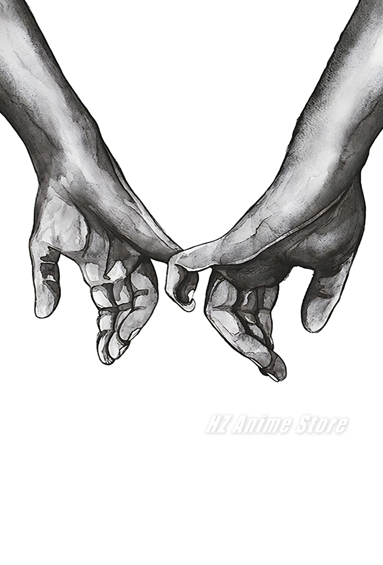 Anime Love Holding Hands Black And White