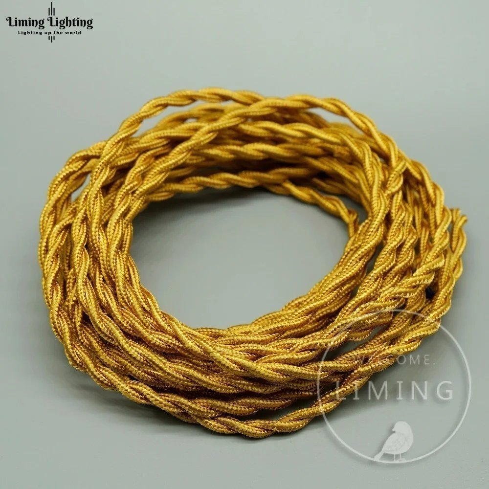 2x0.75 Gold Twisted Wire Twisted Cable Retro Braided Electrical Wire ...