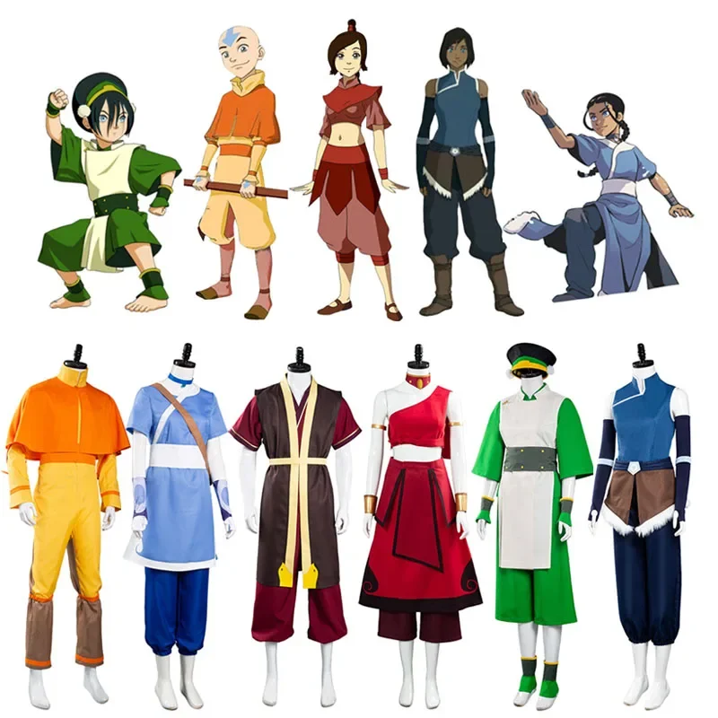 Avatar-The-Last-Airbender-Katara-Zuko-Cosplay-Costume-Blue-Robe-Pants ...