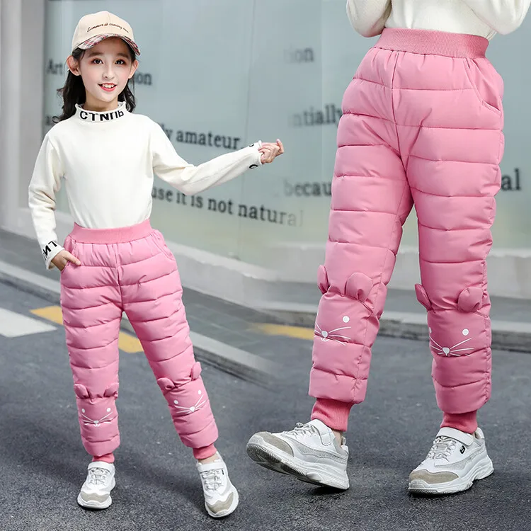Winter Warm Thicken Girls Down Pants Children High Quality Trousers ...