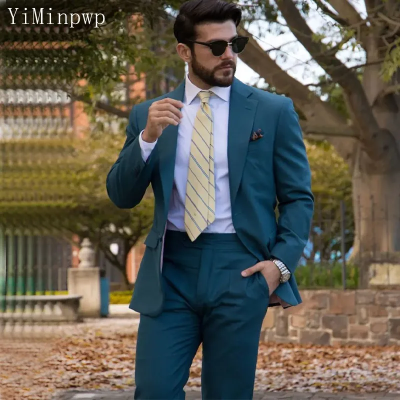 Peacock-Blue-Men-Suits-2-Pieces-Business-Office-Suit-for-Men-Single ...