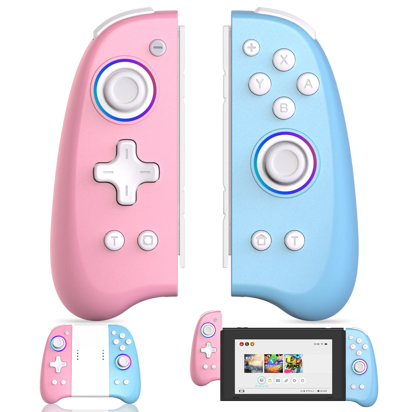 For-Switch-OLED-Wireless-Gamepad-NS-Joypad-Bluetooth-Controller-With-Colorful-Lights-Game-Handle ...