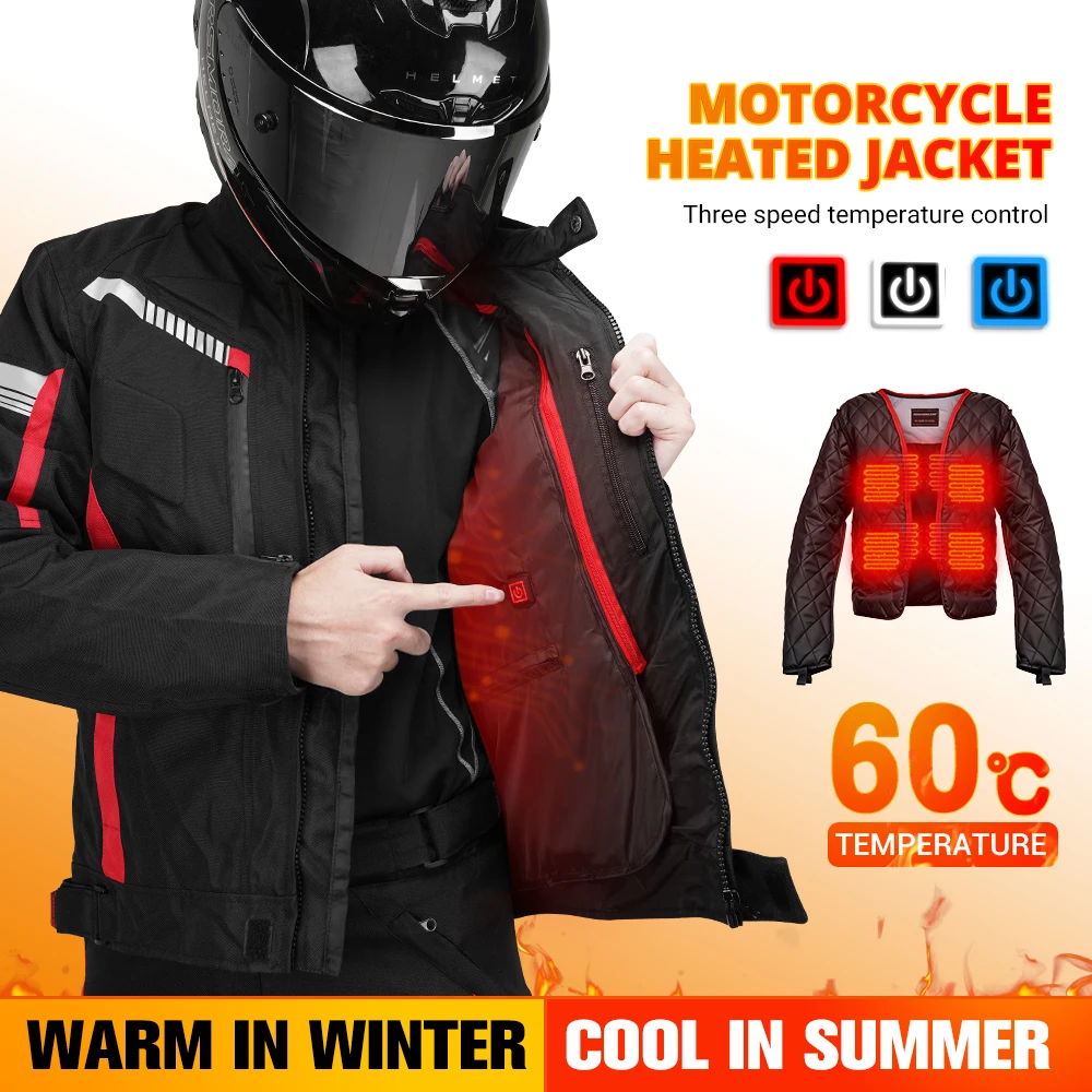 Winter Motorcycle Heated Jacket Waterproof Windproof Motorbike Overcoat ...