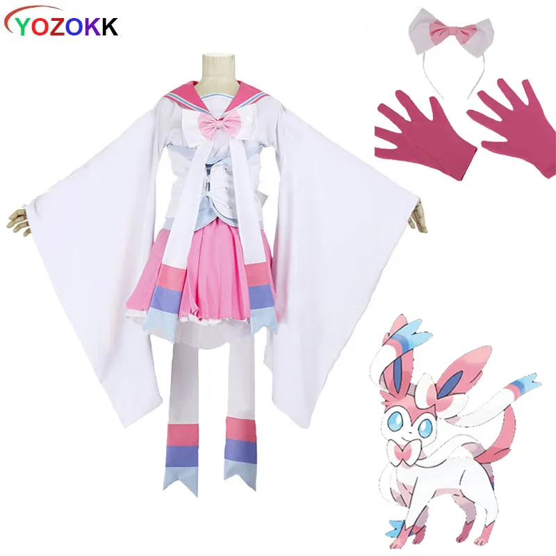 Anime-cosplay-Sylveon-Cosplay-costume-dress-gloves-hair-accessories ...
