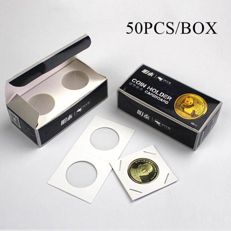 50Pcs-New-White-Cardboard-2x2-Mylar-Coin-Holders-with-Storage-Box ...