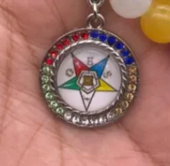 Quality 20pcs/lot Round Colourful Rhinestone Pendant Eastern Star Oes ...