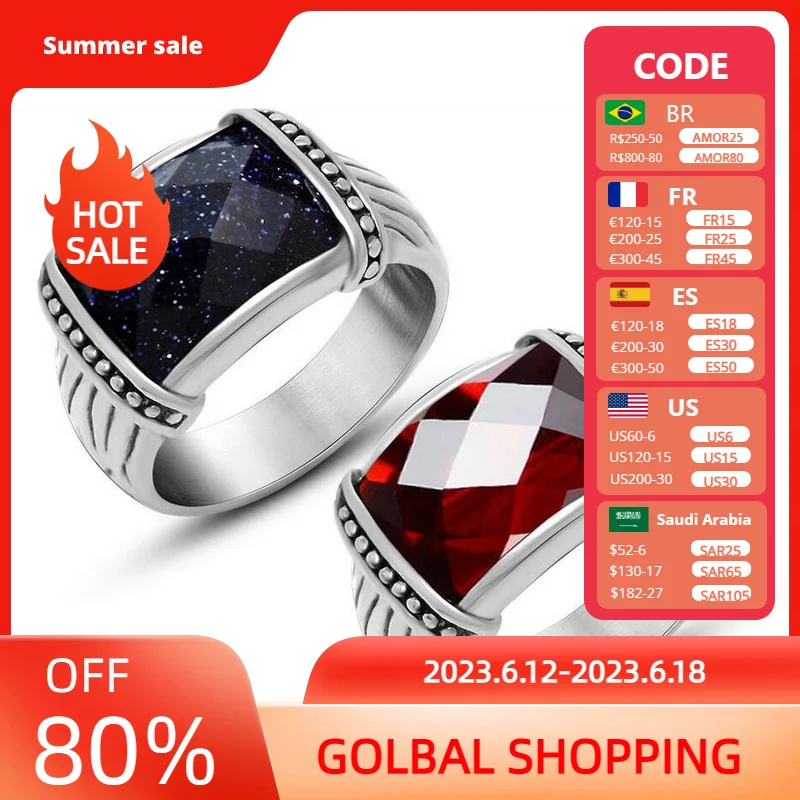 Mens Steel Stone Vintage Ring | Stainless Steel Rock Rings | Vintage ...