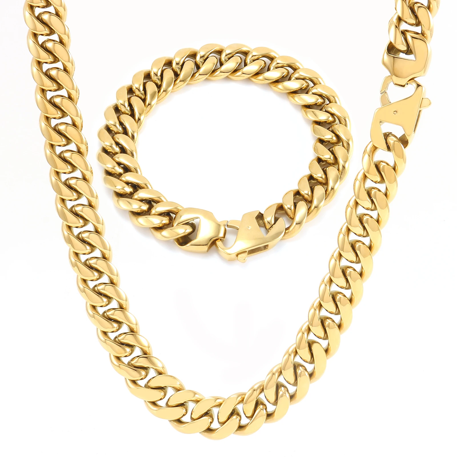 Round-Polished-Cuban-Chain-for-Men-Women-Stainless-Steel-Necklace-Hip ...