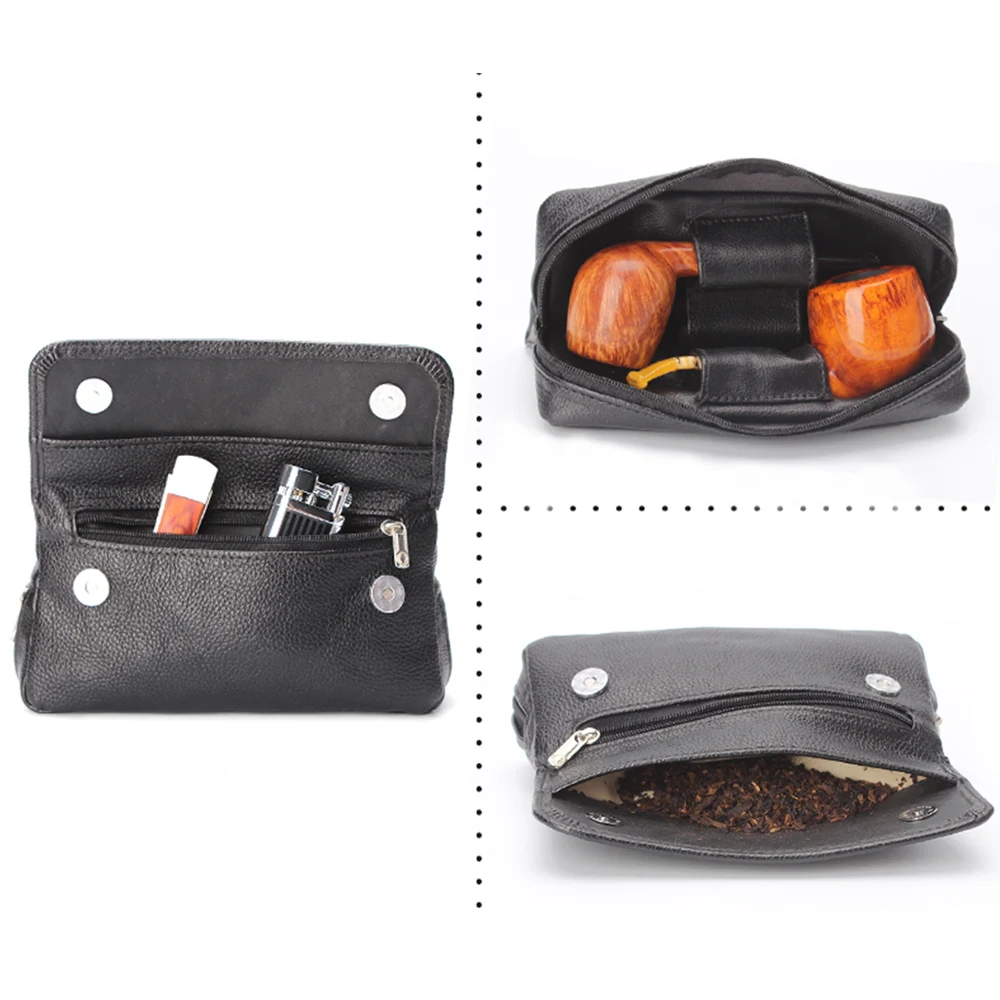 MUXIANG-Black-Leather-Tobacco-Bag-Pipe-Pouch-Case-Smoking-Bag-For-2pcs ...