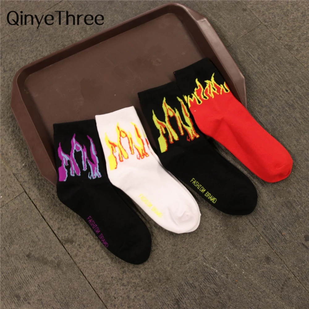 Street Style Men Socks | Cotton Fire Crew Socks | Socks Men Red Flame ...