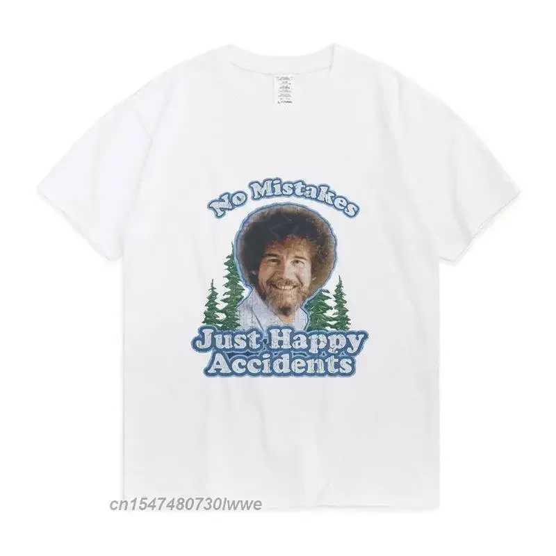 Vacation-cotton-t-shirt-man-Bob-Ross-no-mistakes-just-happy-accents ...