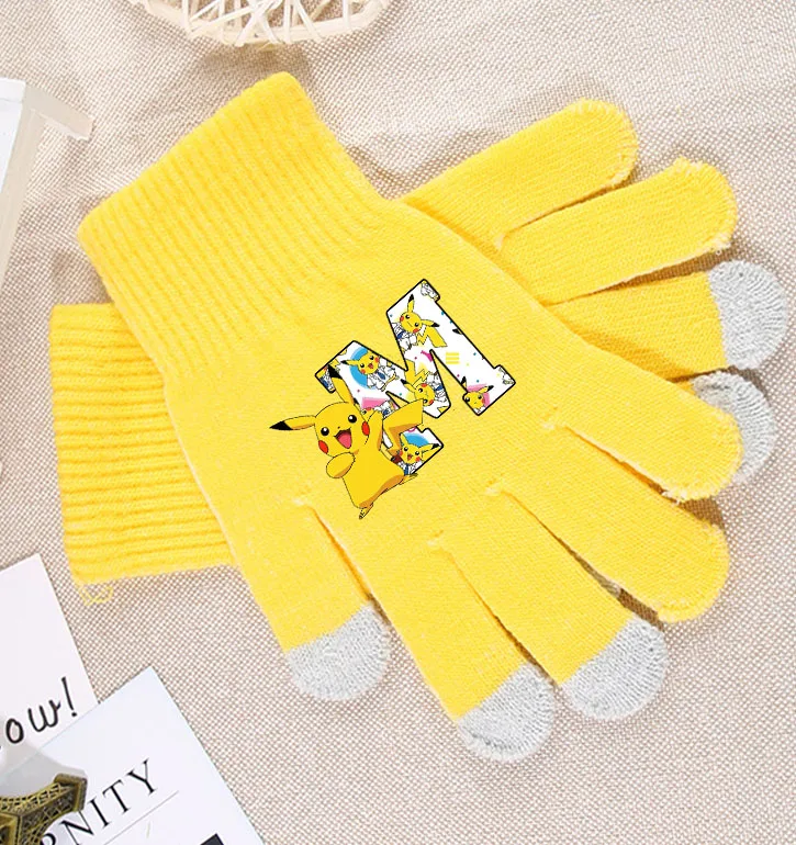 Pokemon Gloves Winter Cartoon Figure Warm Soft Fashion Cute Thermal ...