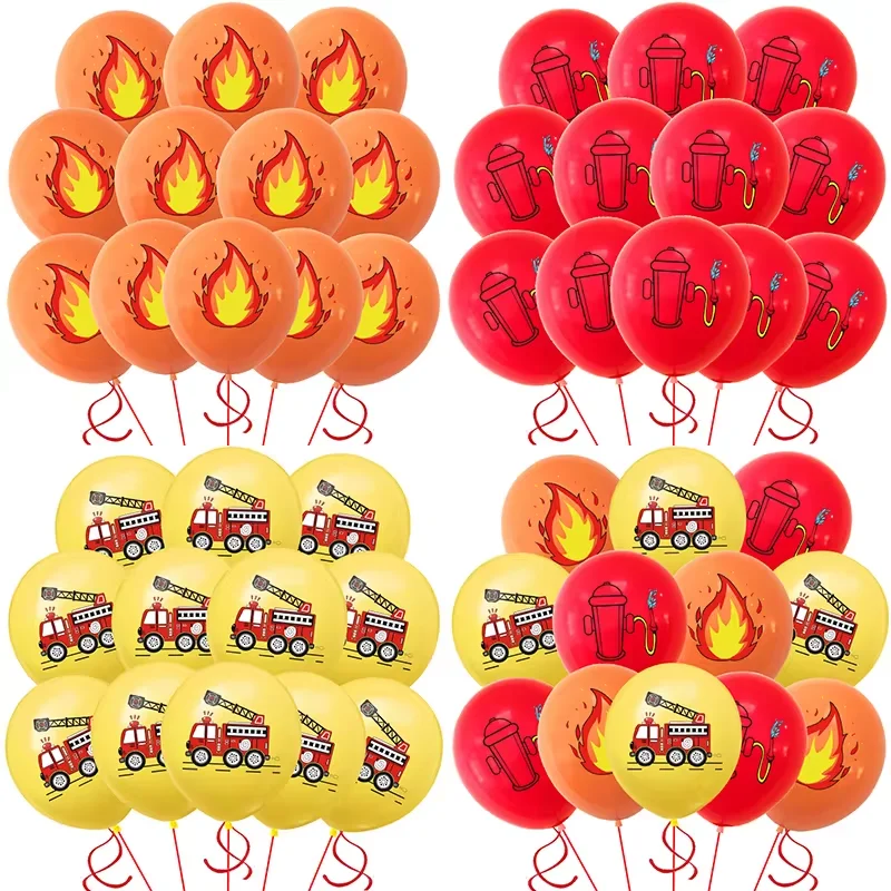 12inch Fire Truck Balloons Kit Birthday Party Decoration Latex Balloon ...