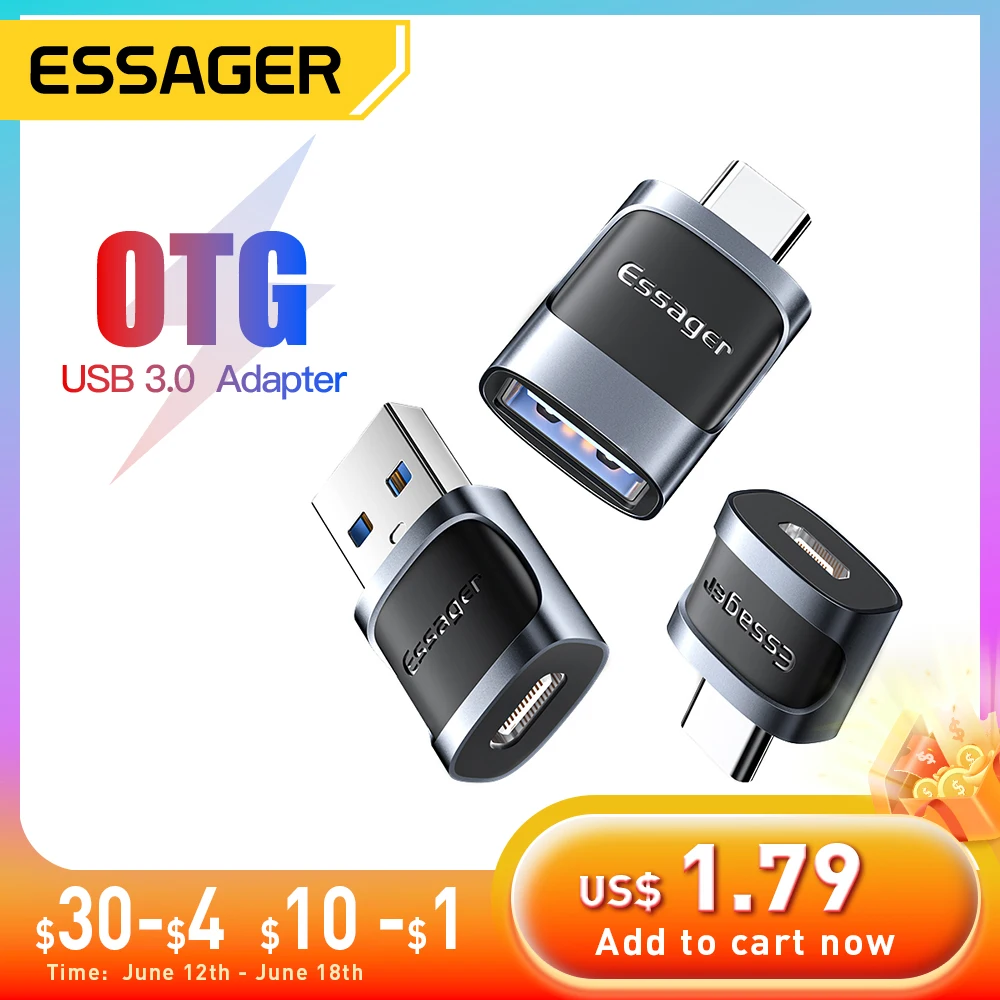 Essager Adaptador USB 3,0 a tipo C, conector OTG tipo C a Micro USB ...