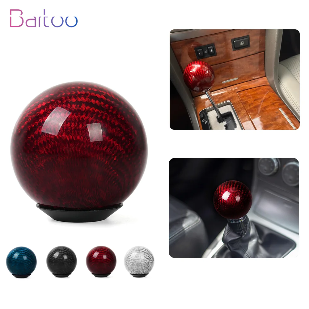 Universal-Carbon-Fiber-Car-Circular-Gear-Shift-Knob-Round-Ball-Shape ...