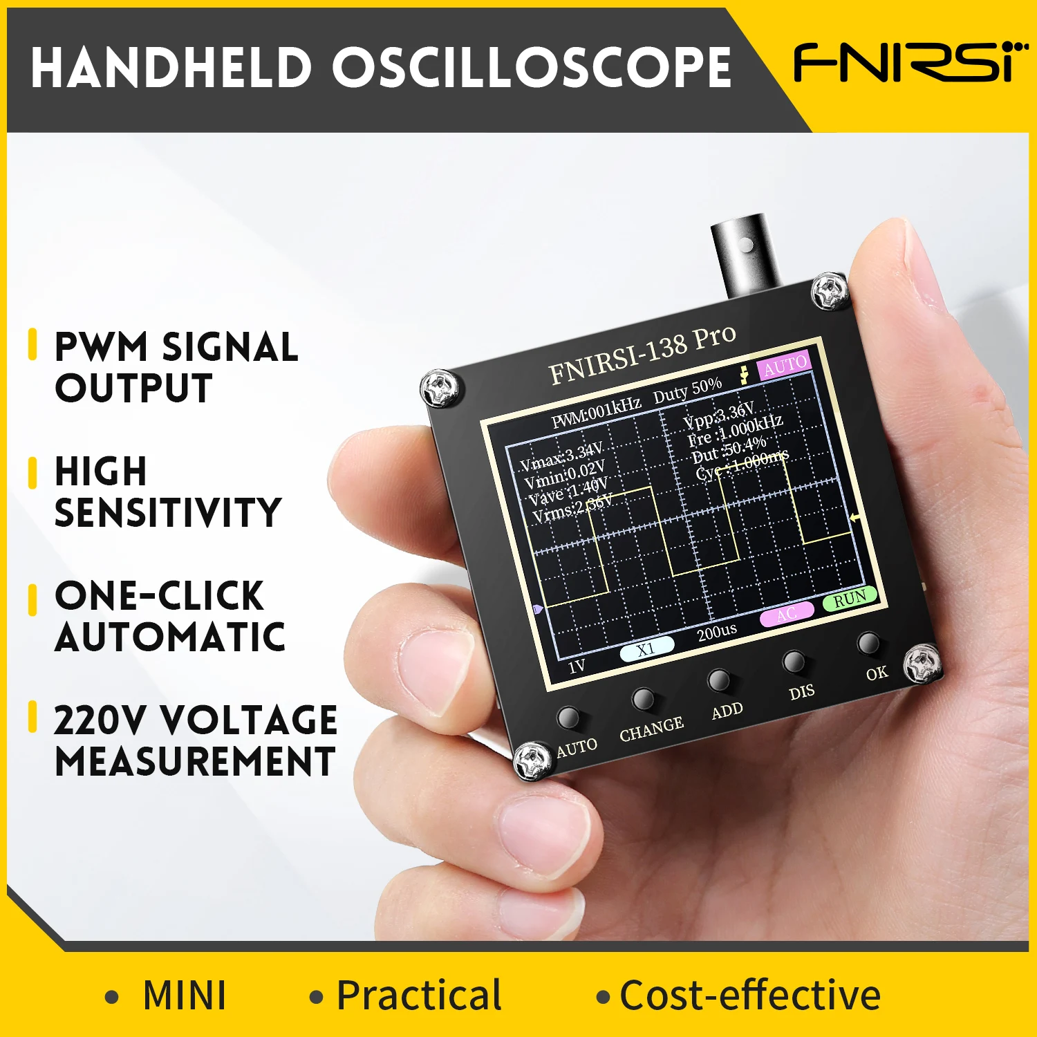 FNIRSI-138 PRO DSO152 Handheld Digital Oscilloscope 2.5MSa/s 200KHz Analog Bandwidth Support ...