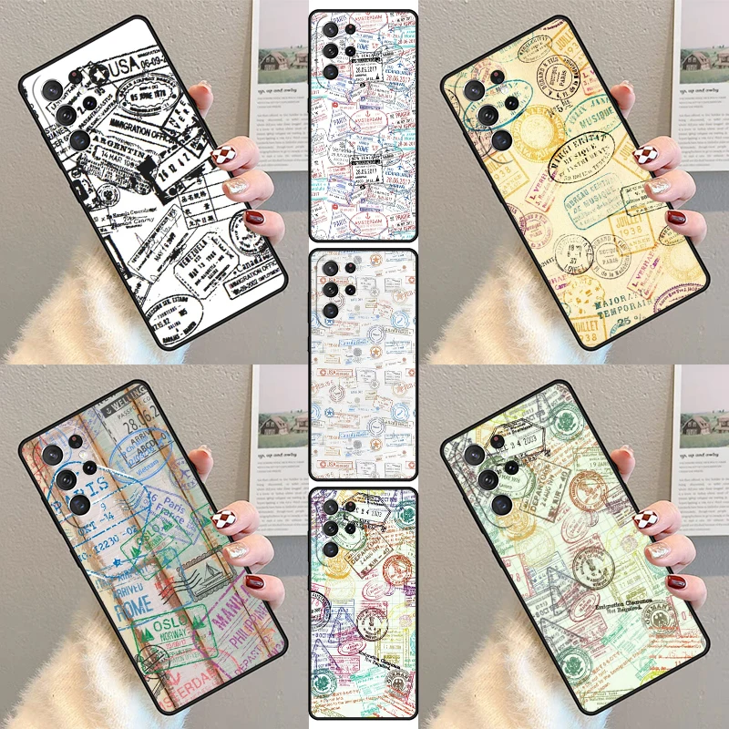 Retro-Post-Card-Passport-Stamps-Phone-Case-For-Samsung-Galaxy-S23-S21 ...