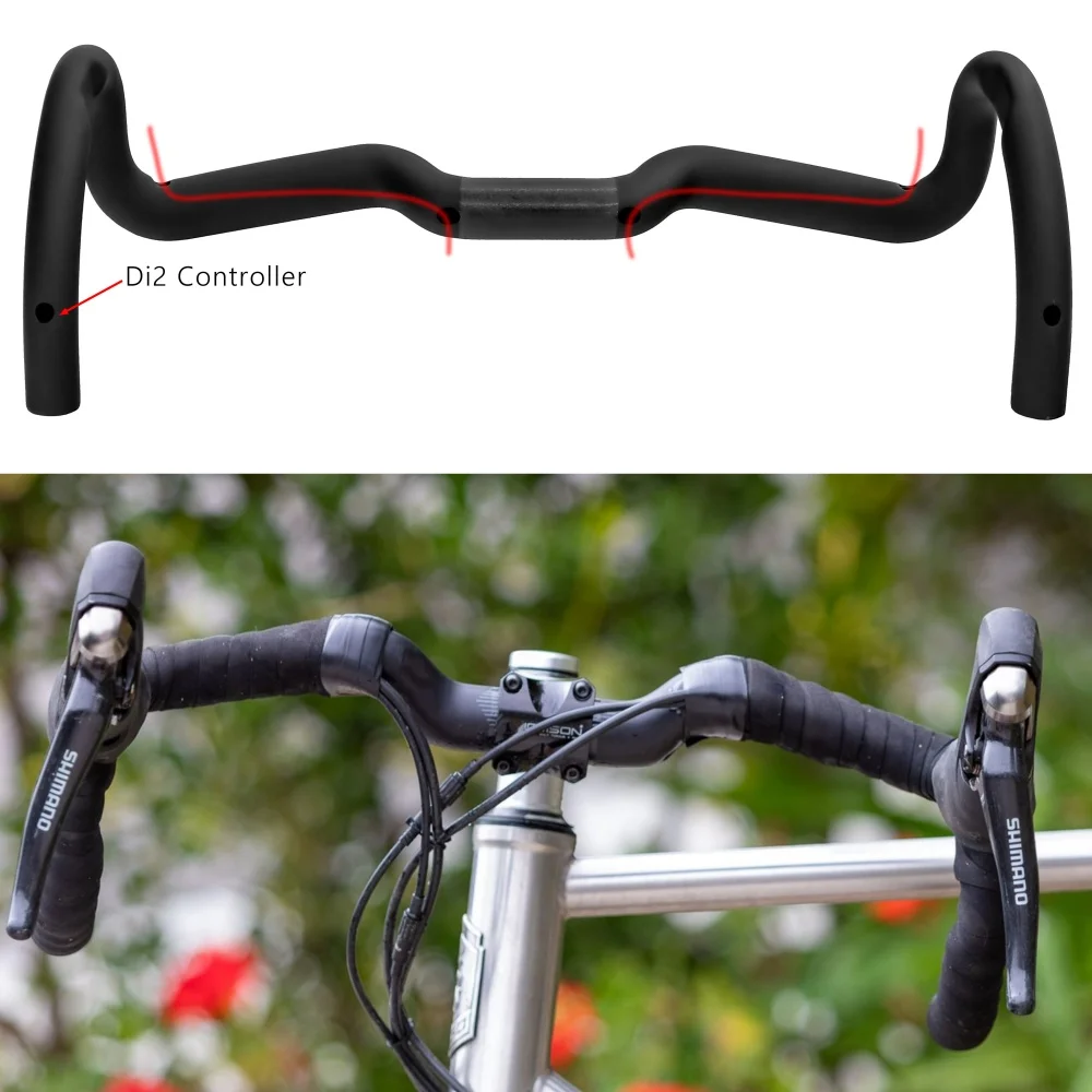 KOCEVLO Carbon Fiber Gravel Bike Handlebar 380/400/420/440mm Split ...