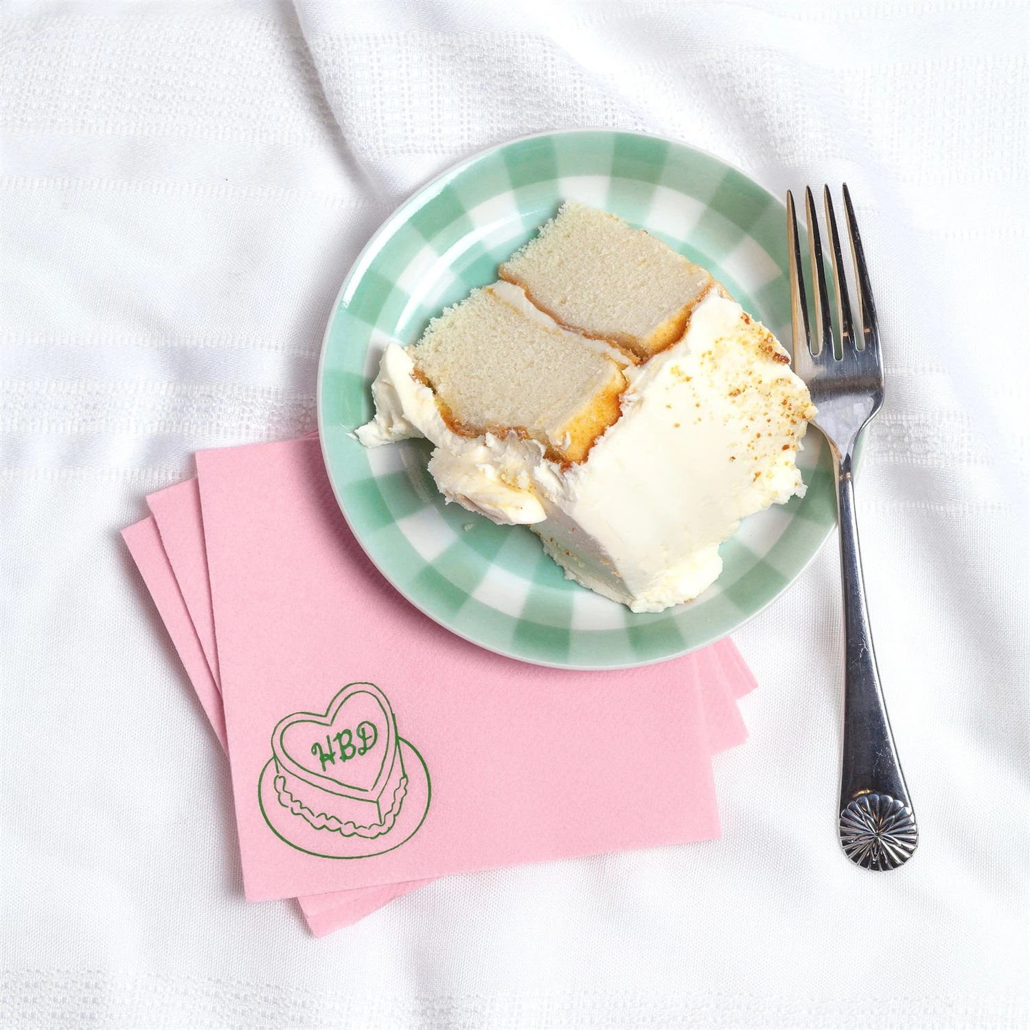 HBD Cake Pink & Green Cocktail Napkin Set | Guest Towel | Entertaining ...