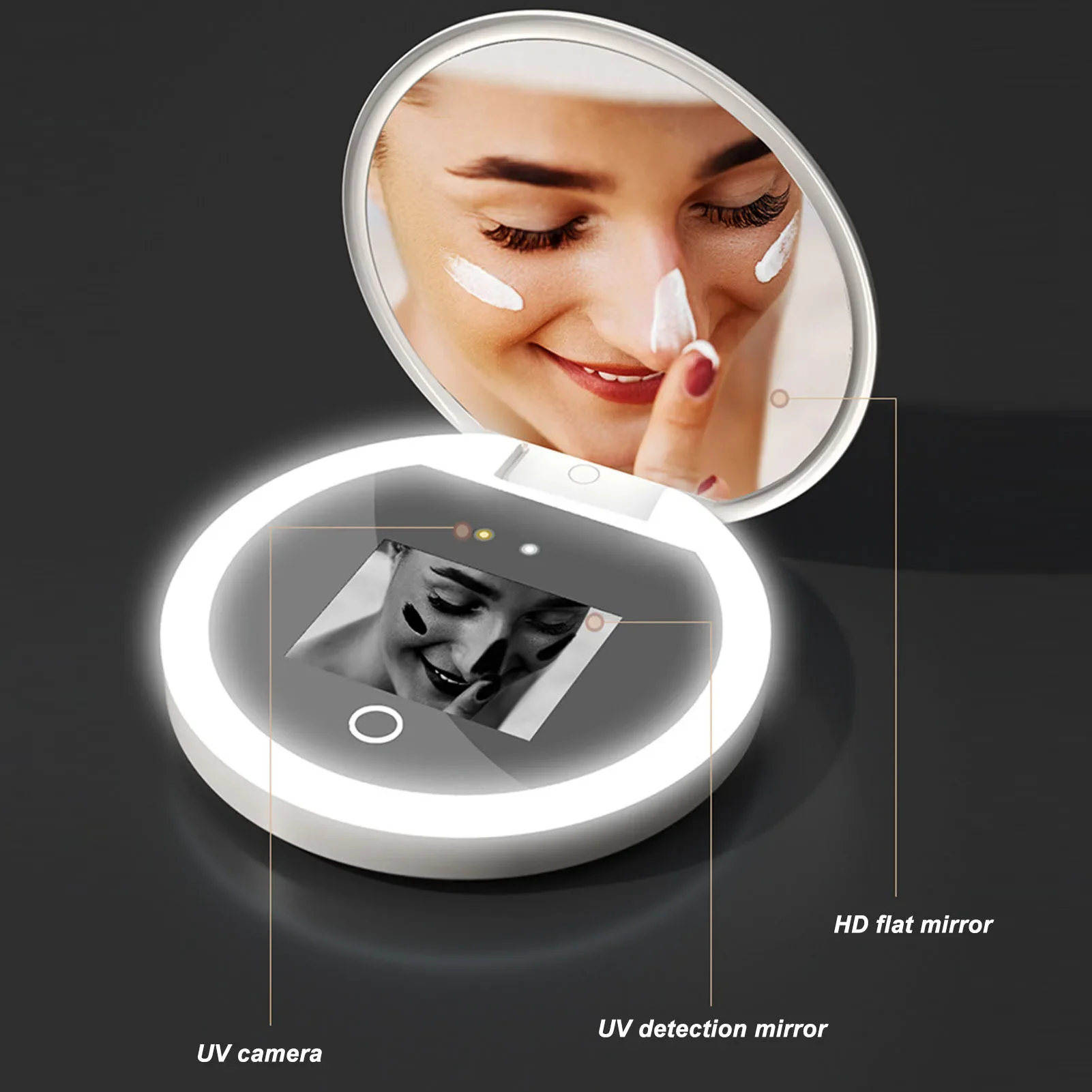UV-Mirror-Sunscreen-Testing-Camera-with-Light-2X-Magnification-Travel ...