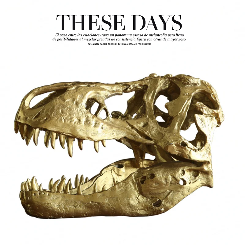 Simulated-Tyrannosaurus-rex-dinosaur-skull-ornaments-Metal-animal-bone ...