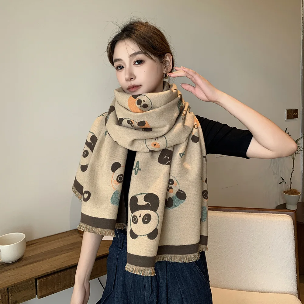 Cartoon cute cat double-sided double-wearing imitation cashmere female ...