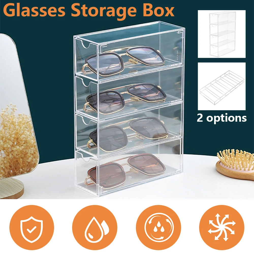 Acrylic-Glasses-Storage-Box-4-Layers-Reusable-Large-Glasses-Organizer ...