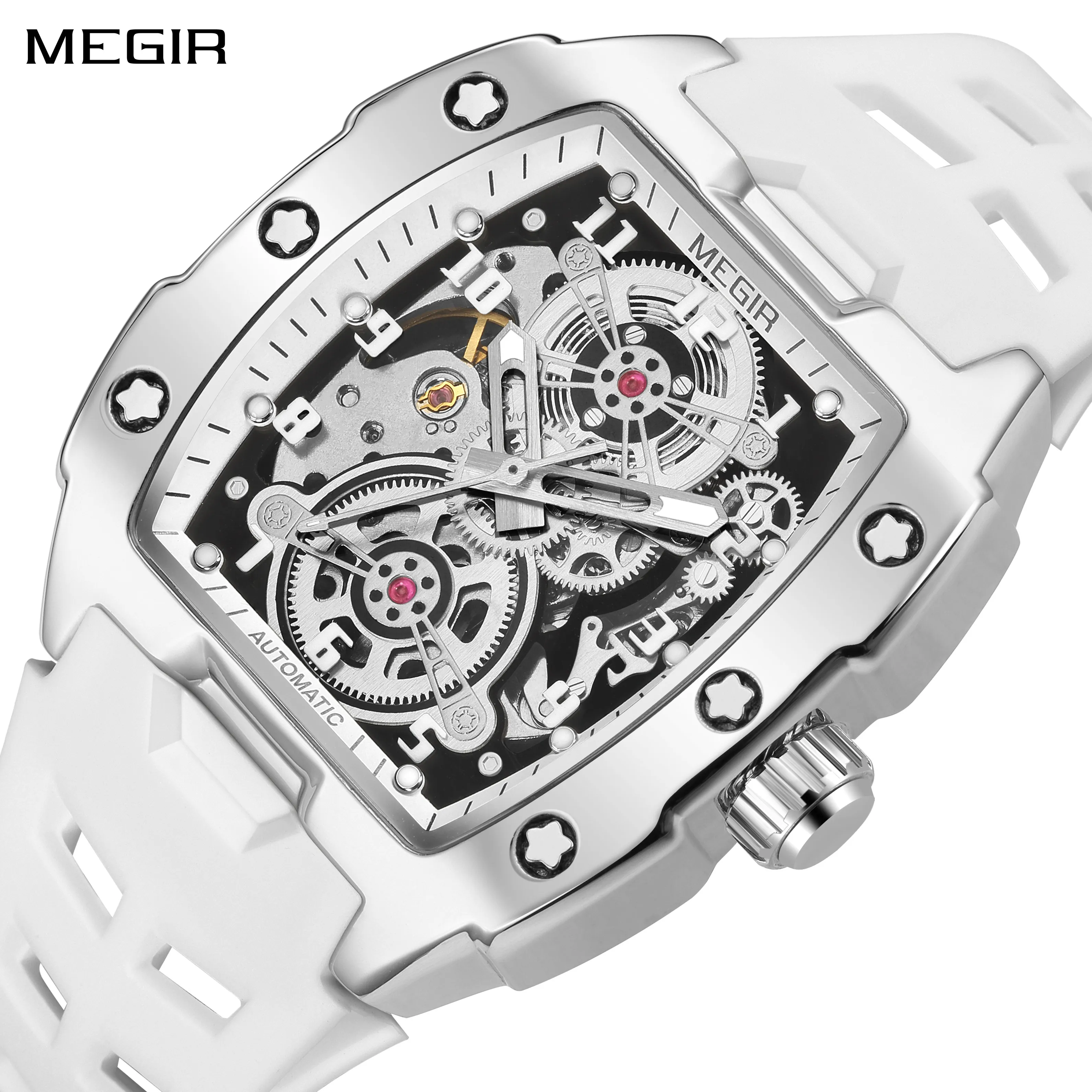 MEGIR Brand Fashion Mechanical Watch for Men Sport Hollowed Out ...