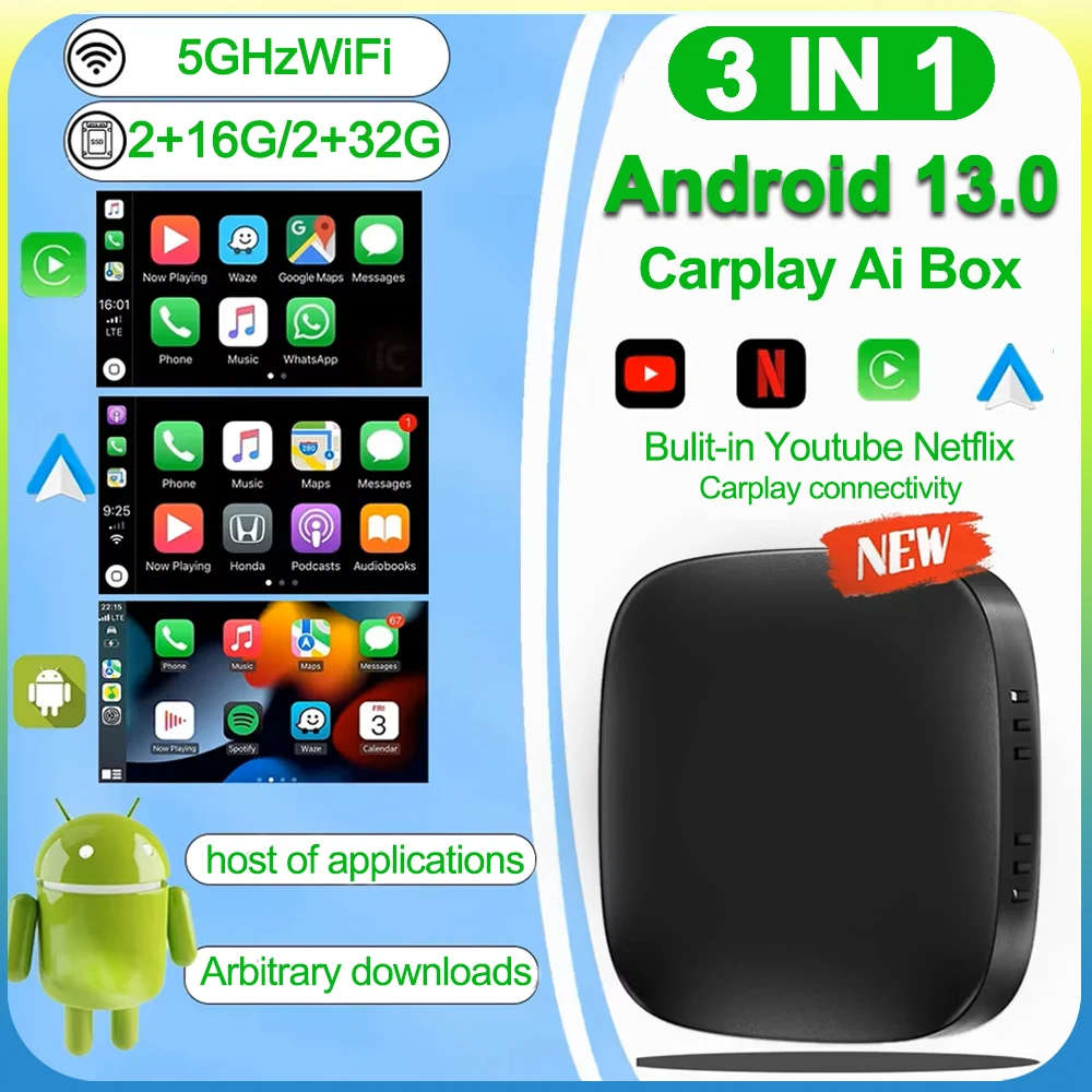 Android 13 CarPlay Smart Ai Box Android Wireless CarPlay Android Auto ...