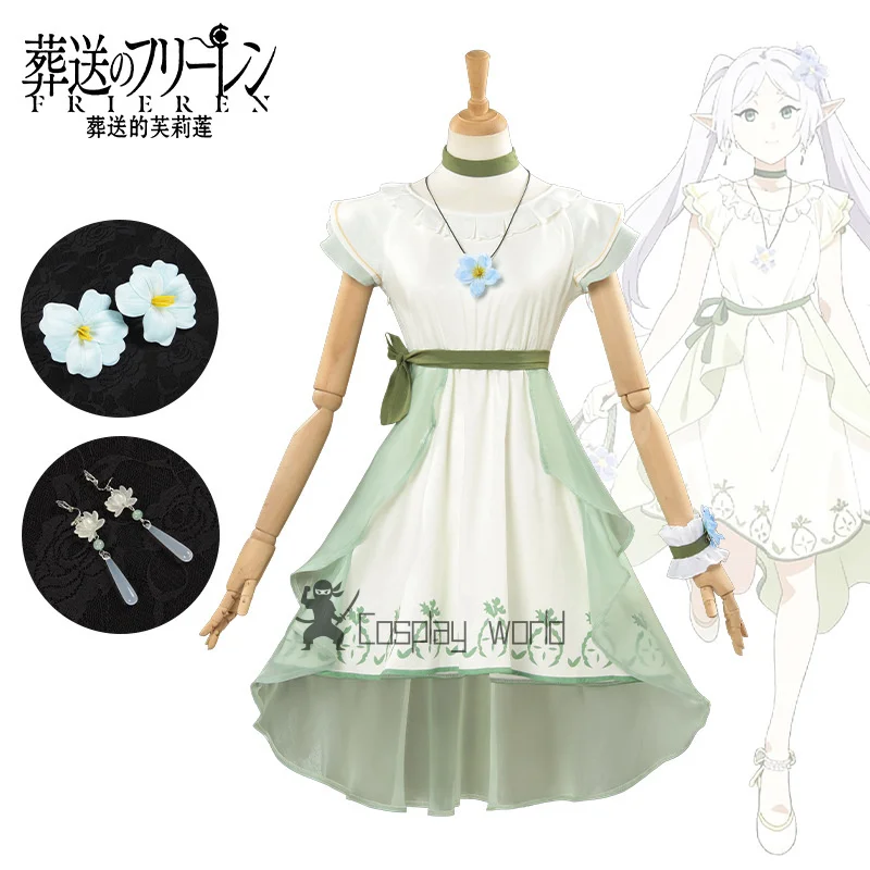 Anime Game Frieren: Beyond Journey's End Frieren Cosplay Costume White ...