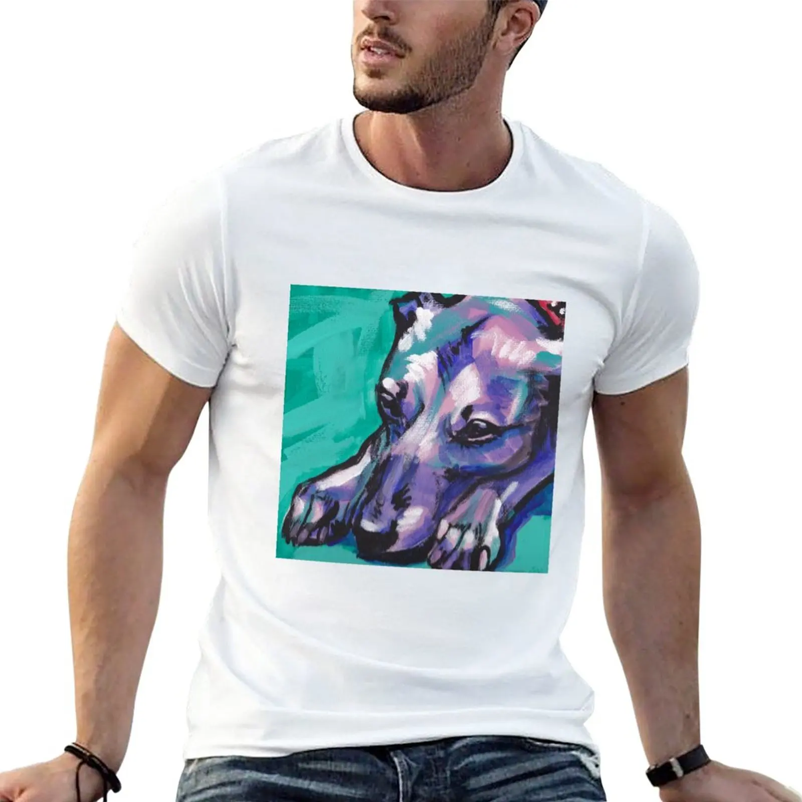 Whippet-Dog-Bright-colorful-pop-dog-art-T-Shirt-quick-drying-customs ...