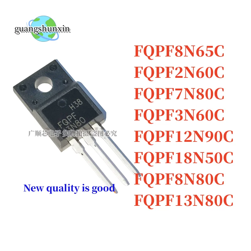 10PCS FQPF8N65C FQPF2N60C FQPF7N80C FQPF3N60C FQPF12N90C FQPF18N50C ...