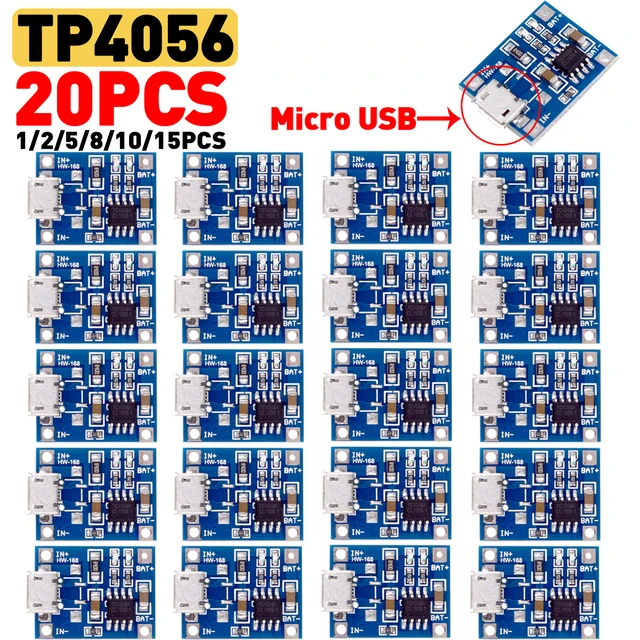 20-1PCS Type-c/Micro/Mini USB 5V 1A 18650 TP4056 Lithium Battery ...