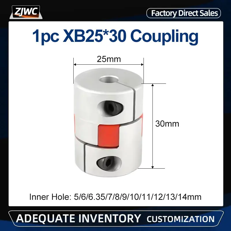 1pc XB25*30 Coupling 2 Jaw Aluminium Plum Flexible Shaft Couple Screw ...