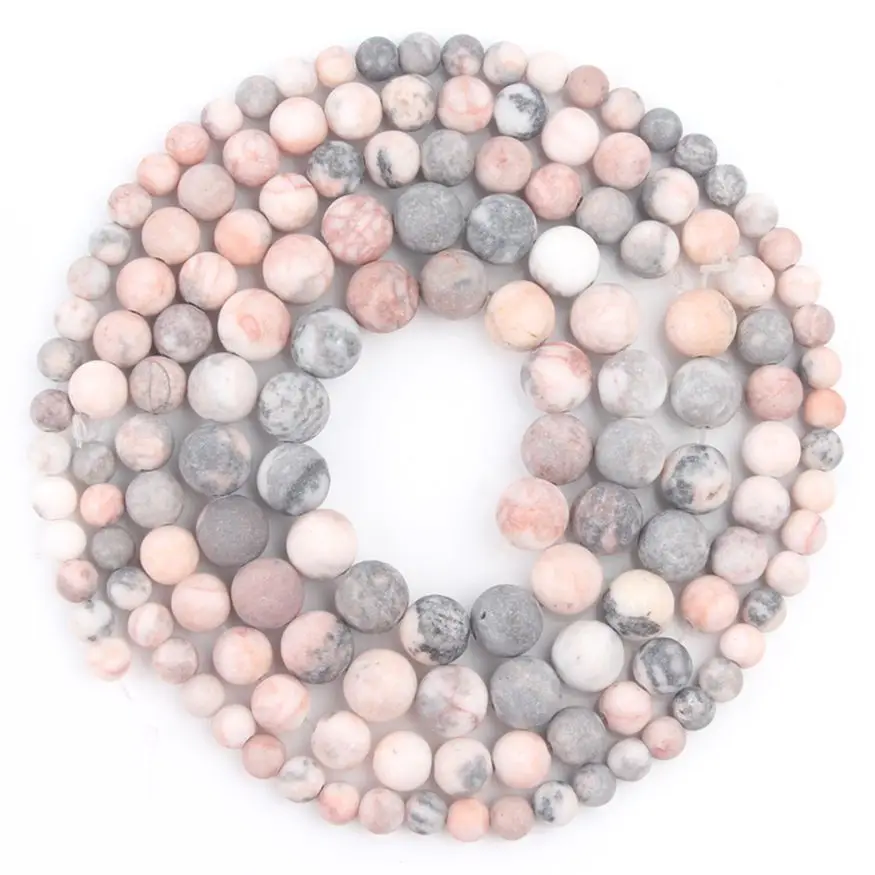 Natural Dull Polish Matte Pink Zebra Jaspers Stone 4/6/8/10mm Round ...