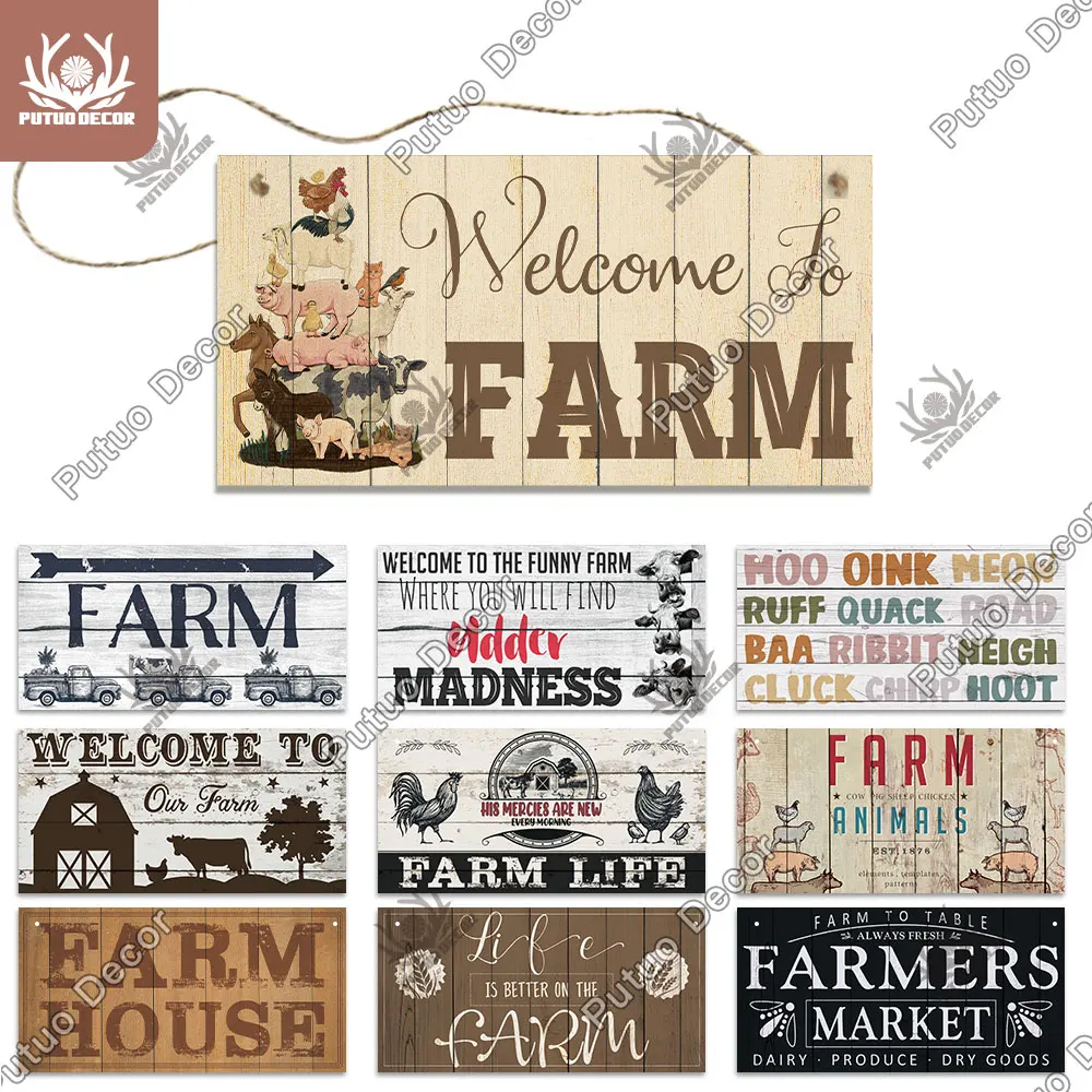 Putuo-Decor-Farm-Signs-Wooden-Hanging-Plaque-Farmhouse-Decorative ...