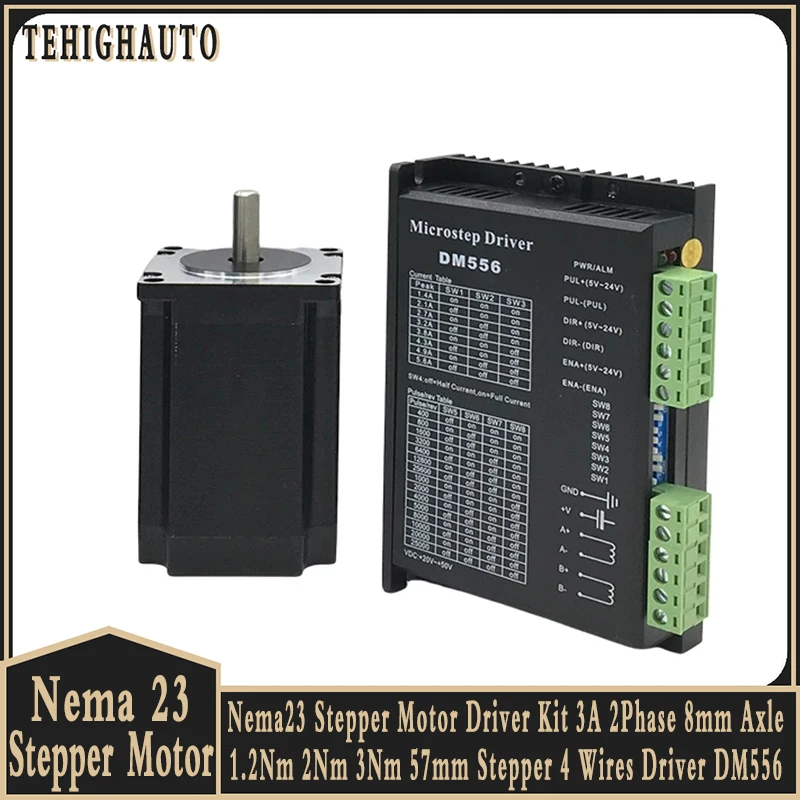 2PH-Nema23-Stepper-Motor-DM556-Driver-Kit-3A-Motor-1-2Nm-2Nm-3Nm-CNC ...