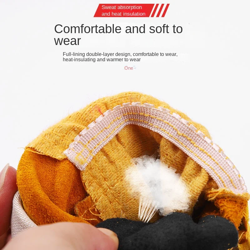 LINBON Men Work Gloves Soft Cowhide Driver Hunting Driving Farm Garden ...
