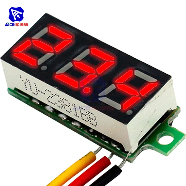 5 Color Available Mini LED Digital Voltmeter DC 4-30V 0.28 Inch 3 Wire ...