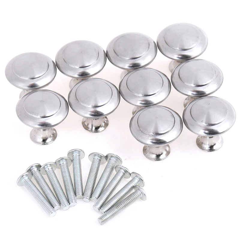 10pcs/set Round Cabinet Buttons Stainless Steel Drawer Buttons Kitchen ...