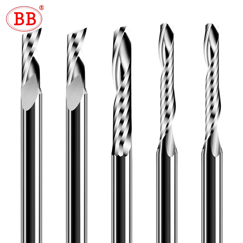 BB One Single Flute Spiral Carbide Milling Cutter CNC 3D Engraving ...