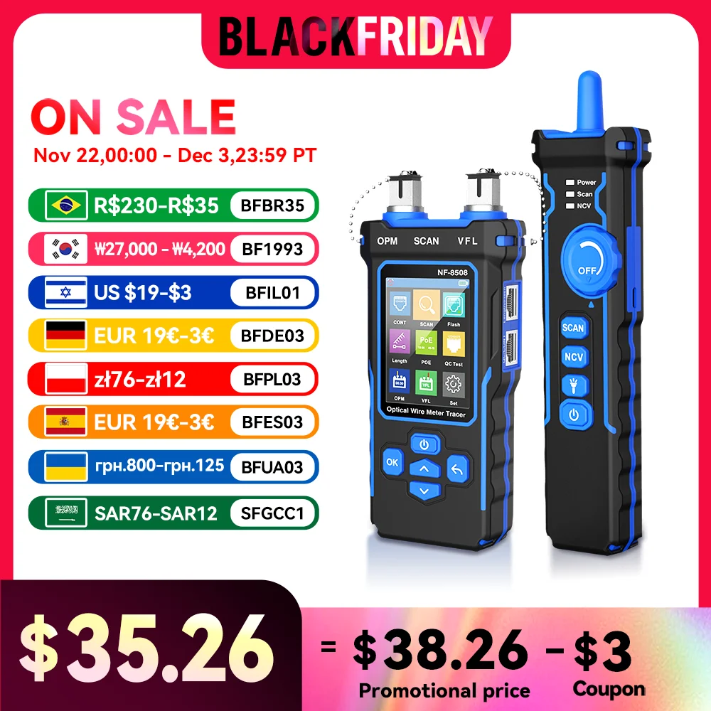 NOYAFA-NF-8508-Network-Cable-Tester-PoE-Checker-belt-Optical-Power ...