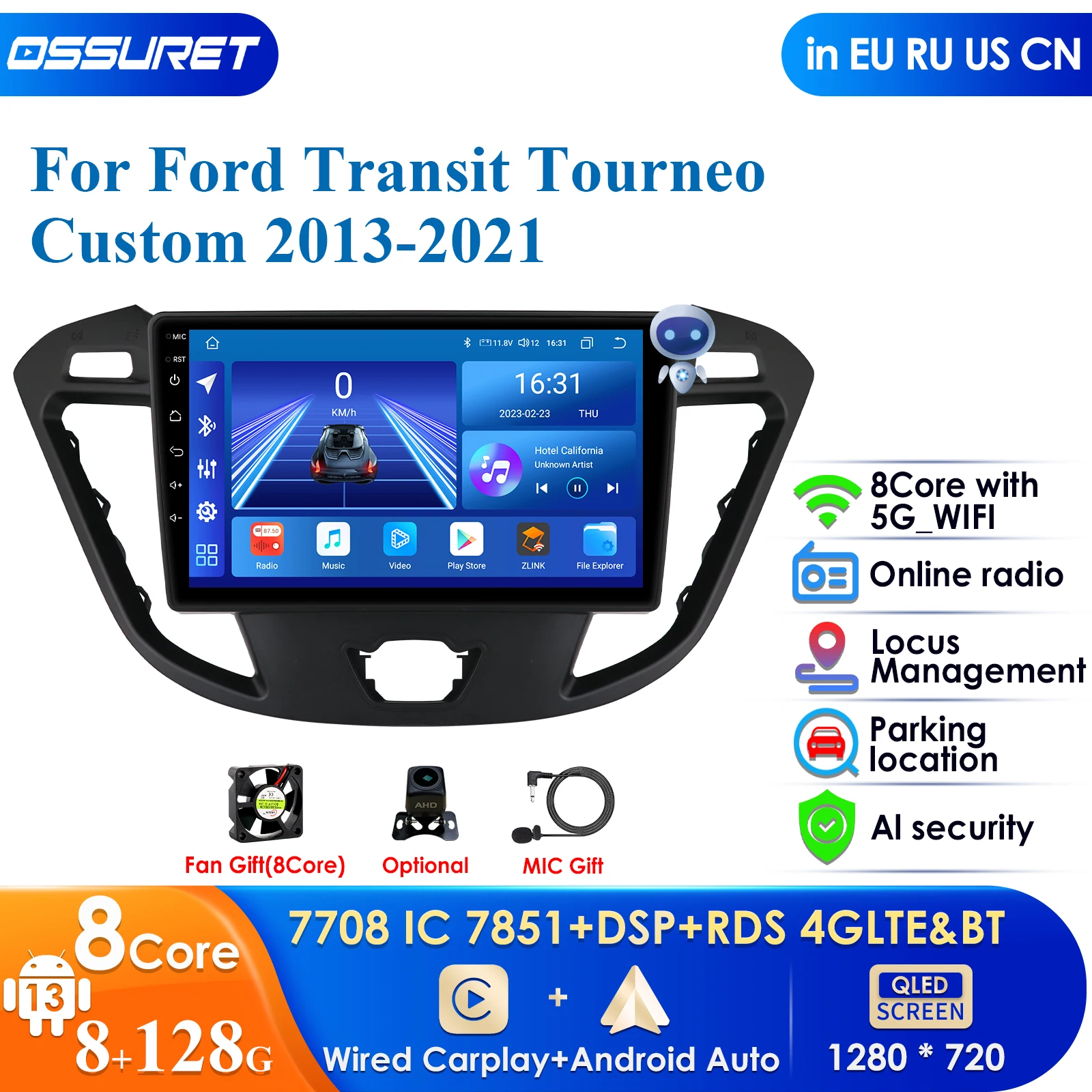 2Din-Android-Car-Radio-Multimedia-Video-Player-for-Ford-Transit-Tourneo ...